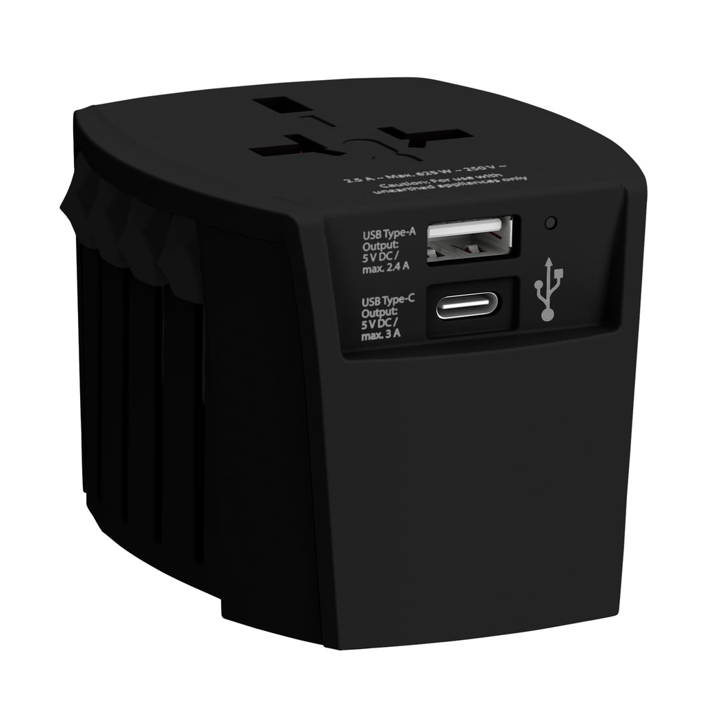 SKROSS World Travel Adapter MUV USB (AC) - USB & Type C ports - Black ...