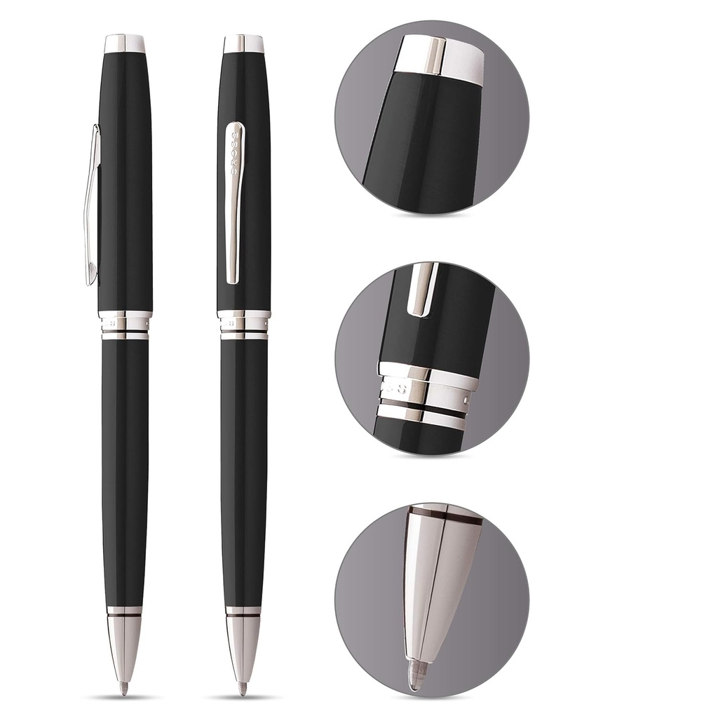 Coventry Black Lacquer with Polished Chrome Appointments Ballpoint Pen ...