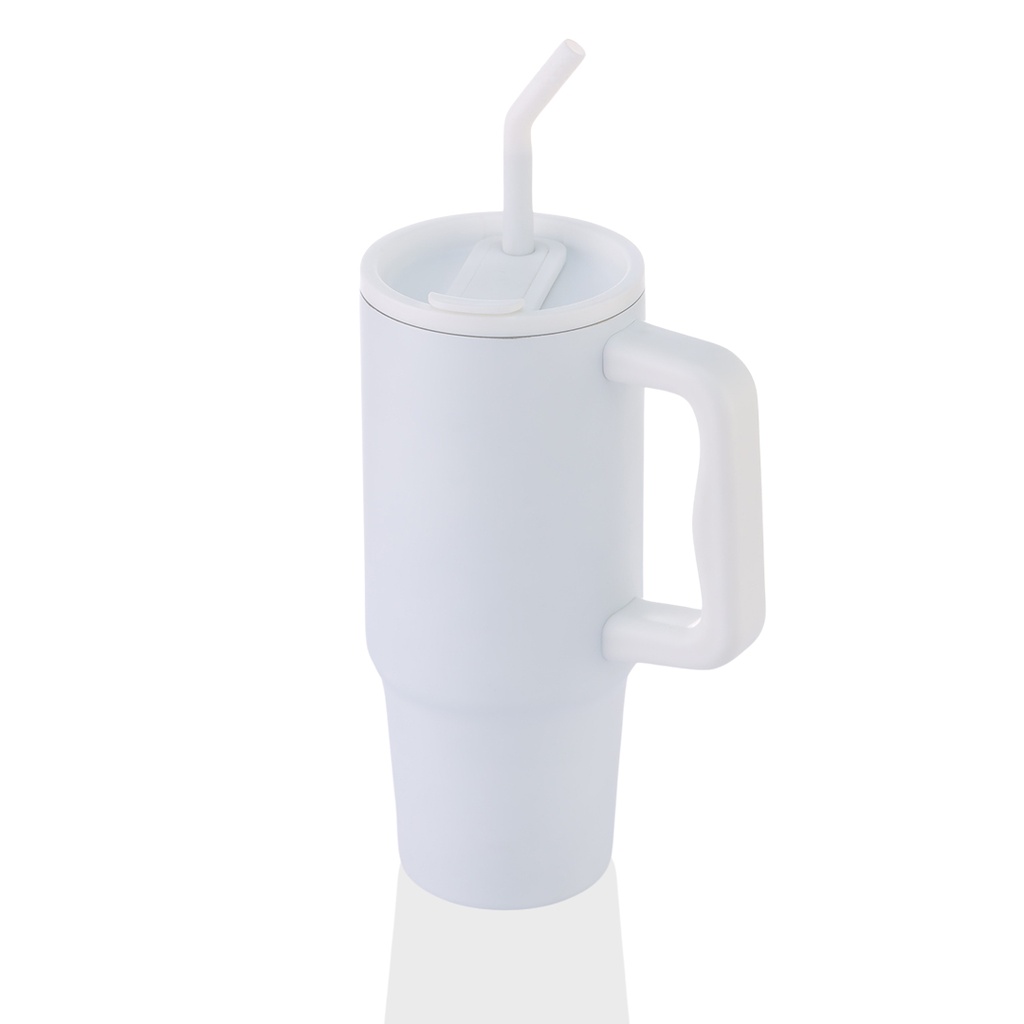 BERN - Recycled Stainless Steel Tumbler with Reusable Straw - White | Jasani