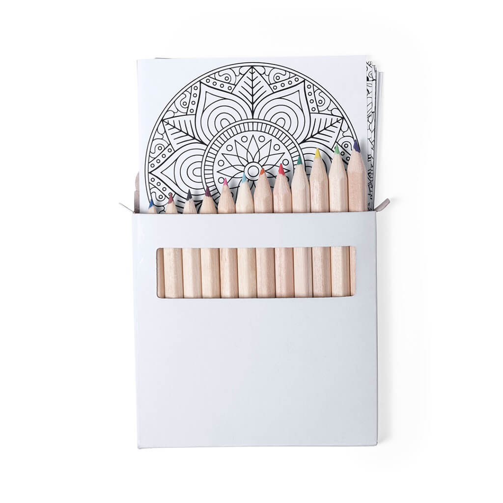 Set Of 12 Pencils And 12 Coloring Sheets With Mandala Designs | Jasani